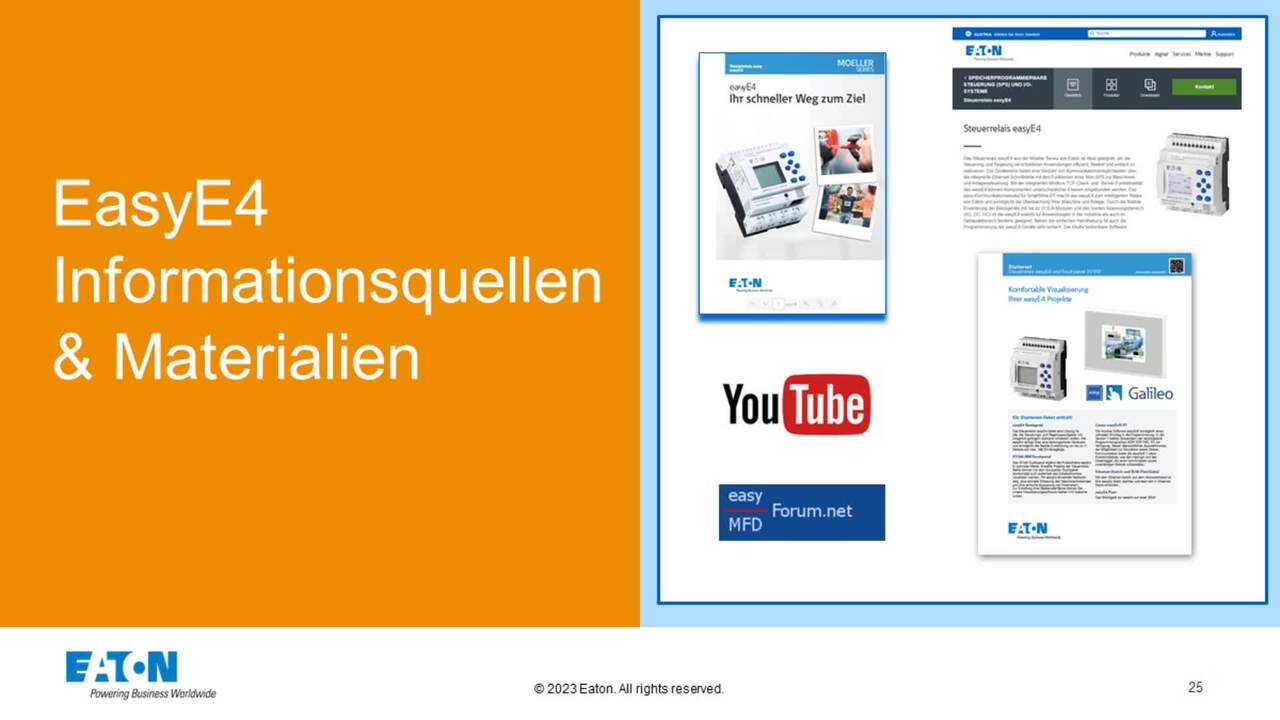 Webinar - Neuigkeiten im Steuerrelais easyE4 und praktische Anwendungsbeispiele - Eaton videos