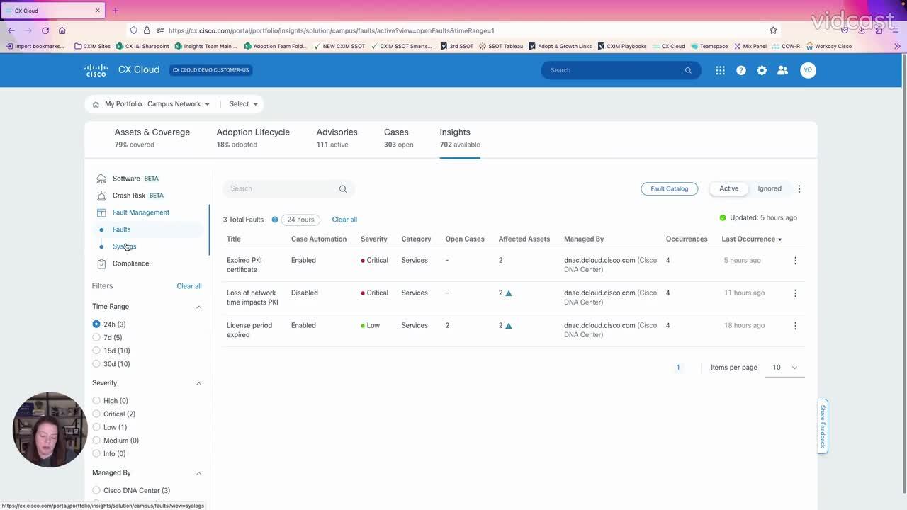Automated Fault Management in CX Cloud - Cisco Video Portal