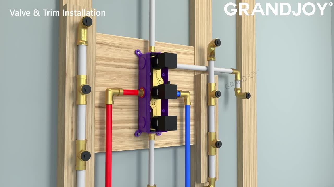 GRANDJOY Anti Scald Shower Trims and Valve 5-Spray Ceiling Mount 12 in ...