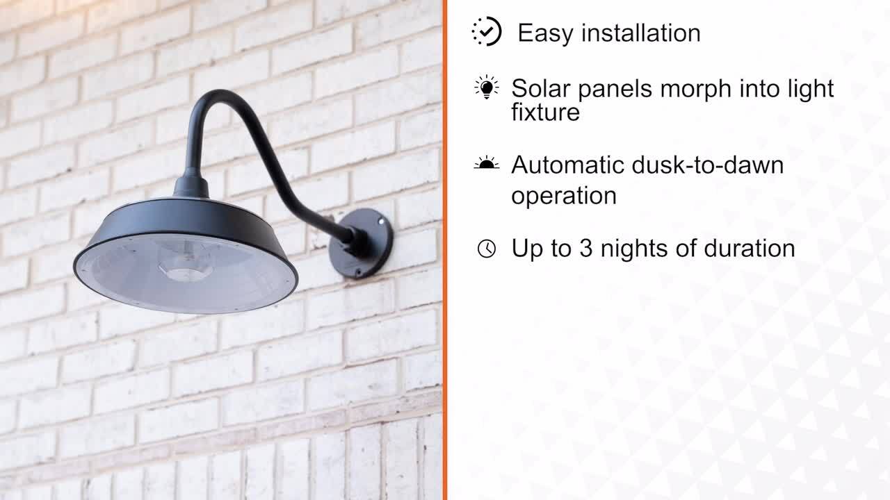 Solar Gooseneck Lighting Carriage Outdoor Solar Barn Wall Light