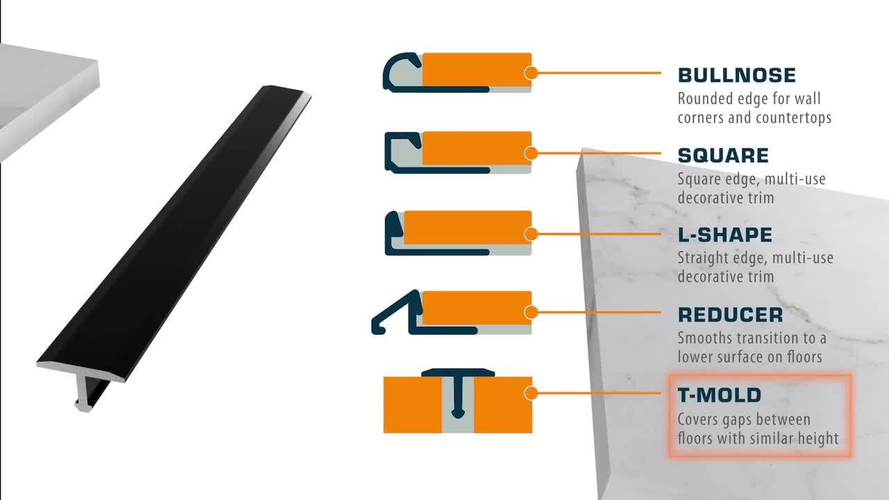 TrimMaster Black 3/8 in. Bullnose Inside Corner Tile Edging Trim, 2 Pack IC8712BL2 - The Home Depot