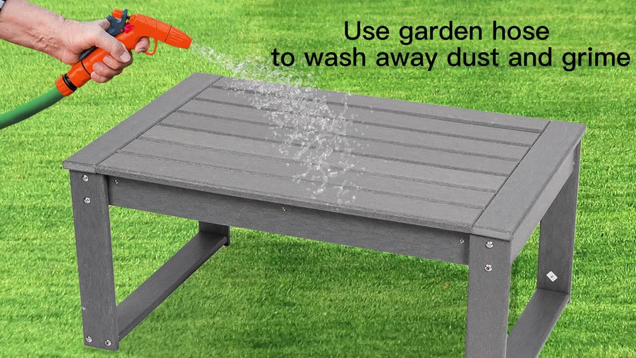 LAUREL CANYON Slate Grey Rectangular HDPE Recycled Plastic Patio Coffee ...