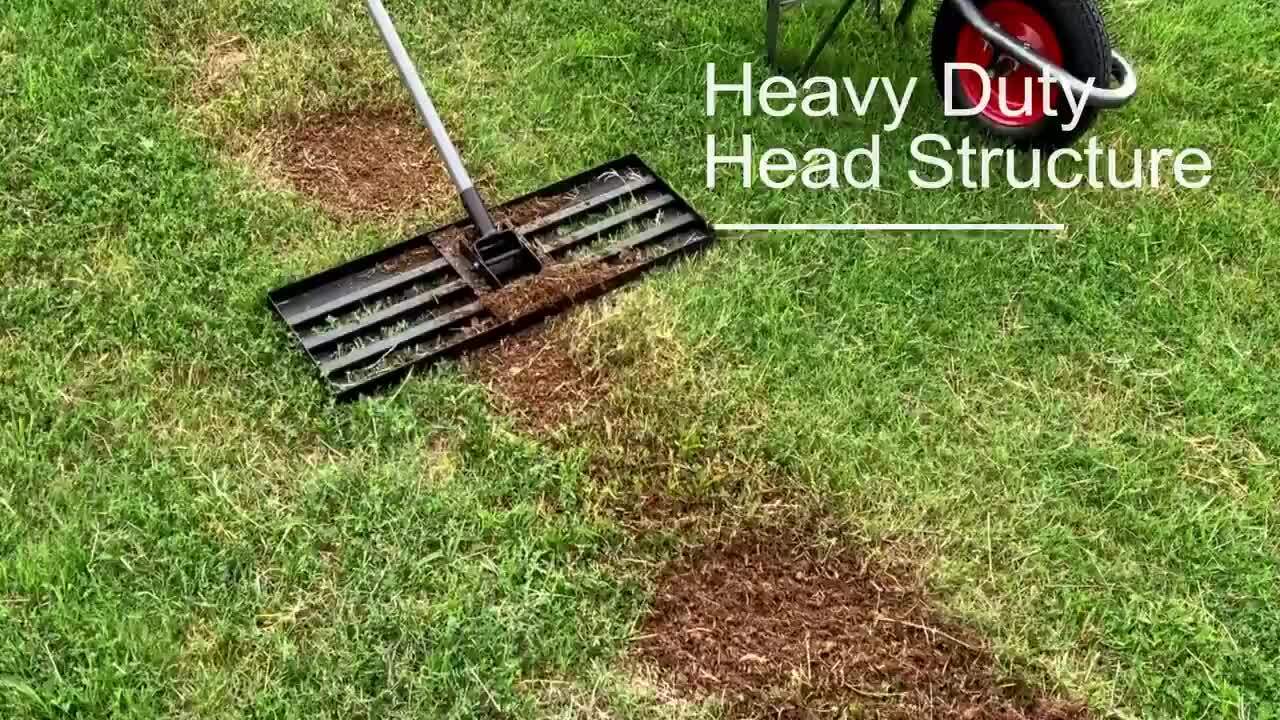 WaLensee 84 in. Steel Handle 30 in. x 10 in. Lawn Leveling Rake RL 003