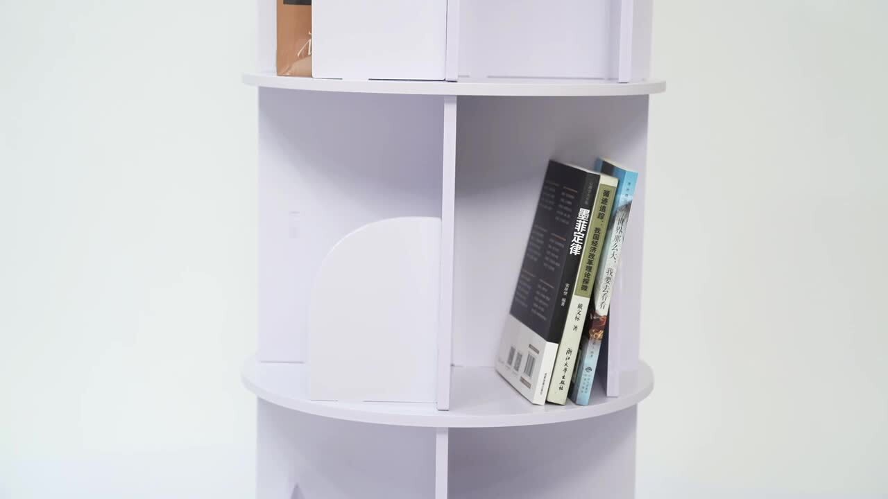 15.7 in. White Rotating Bookshelf 360 Display Floor Standing Nordic 4 Shelf Bookcase