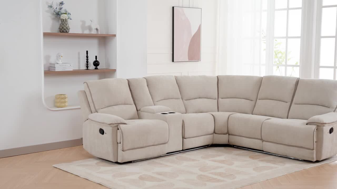 Leather Recliner LED Console Living Room Set