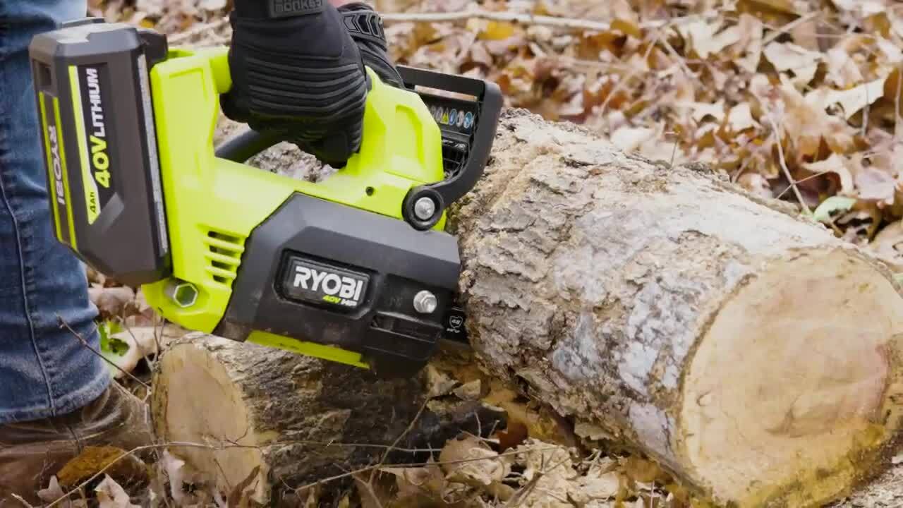 RYOBI 40V HP Brushless 12 in. Top Handle Battery Chainsaw, Extra Chain ...