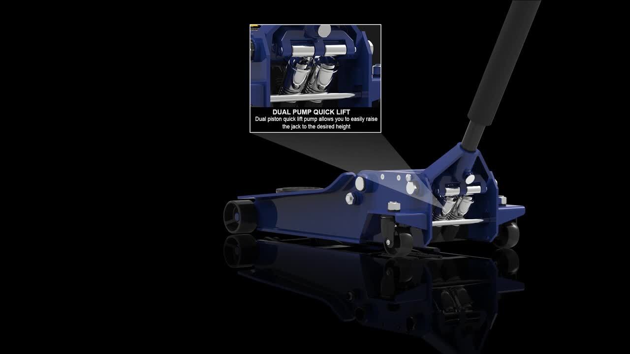 TCE 4-Ton Low-Profile Heavy-Duty Floor Jack with Dual Piston Quick Lift ...