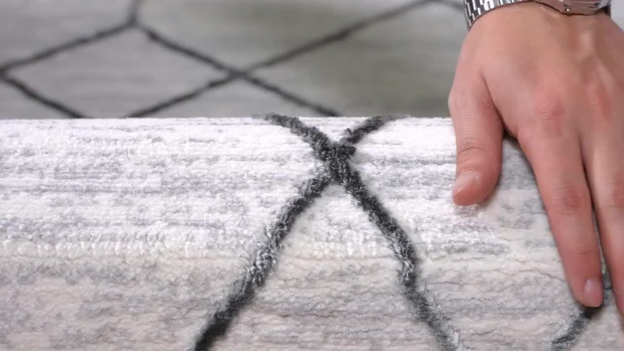 Unique Loom Matrix Trellis Deco White 3 ft. 3 in. x 3 ft. 3 in. Round ...