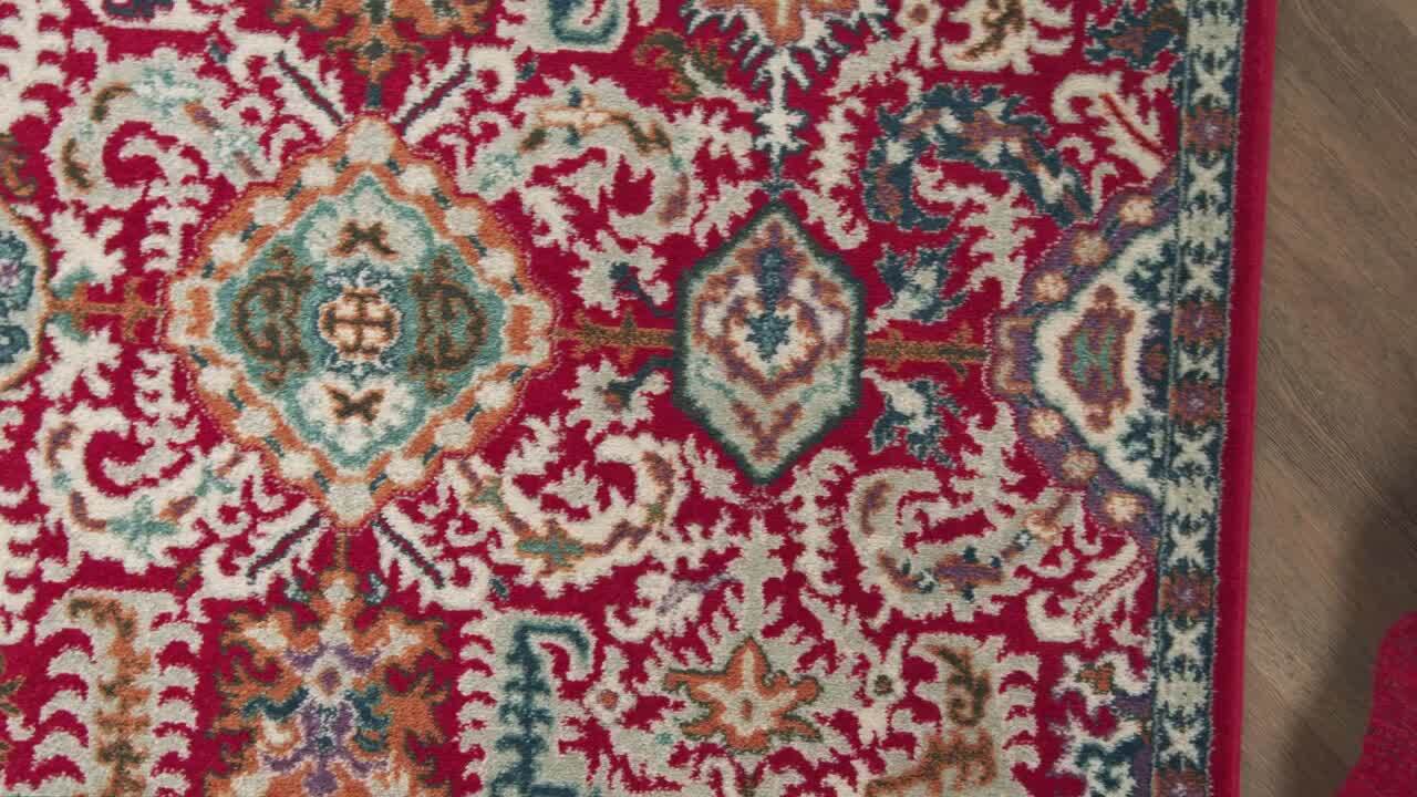 Nourison Passion Red Multi Colored 2 ft. x 8 ft. Persian Modern ...