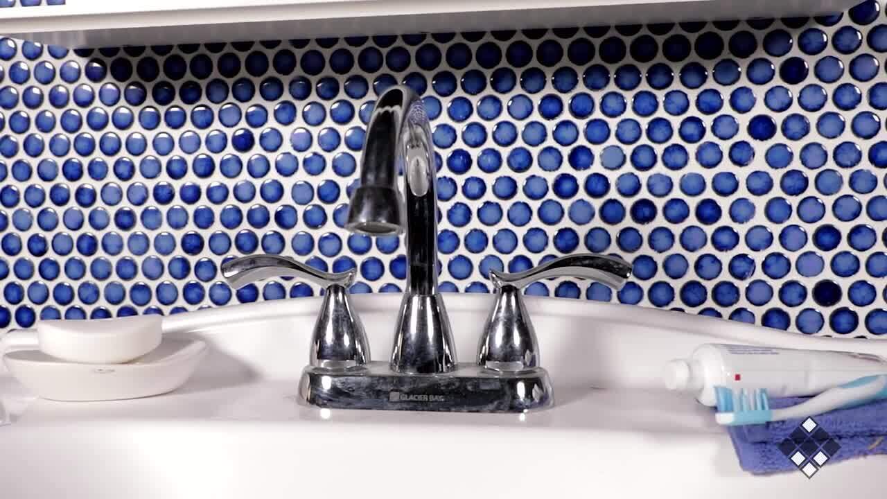 Merola Tile Hudson Penny Round Glossy Sapphire 6 in. x 6 in Merola Tile Hudson Penny Round Glossy Sapphire 6 in. x 6 in