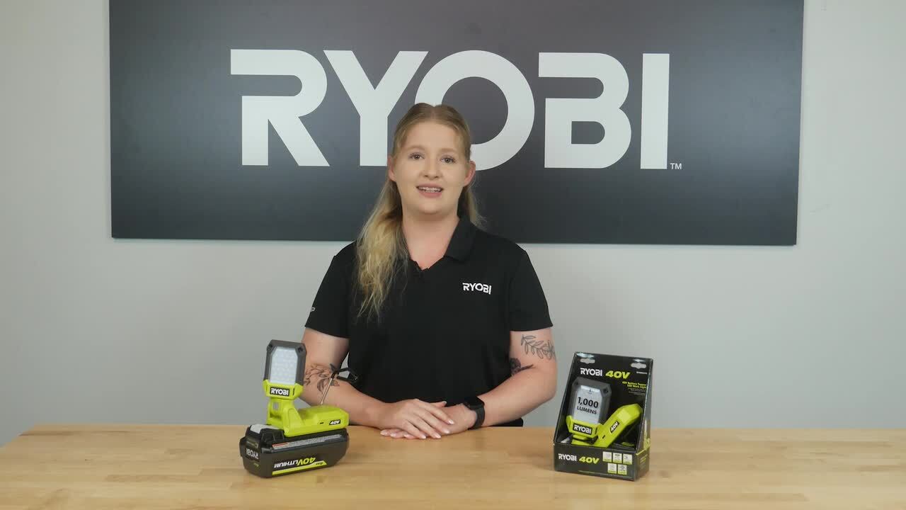 RYOBI 40V Cordless Battery Topper LED Work Light (Tool Only) RY40WL01B ...