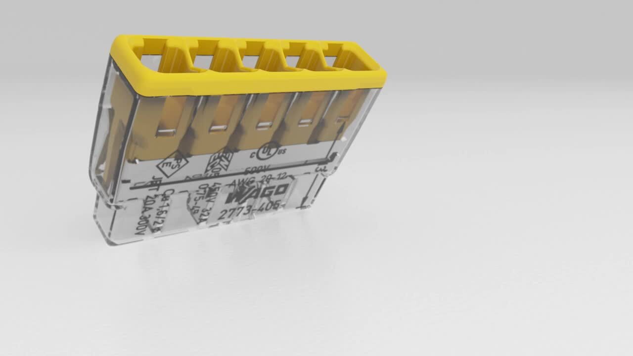 WAGO 2773 Series 3-Port Push-in Wire Connector for Junction Boxes ...