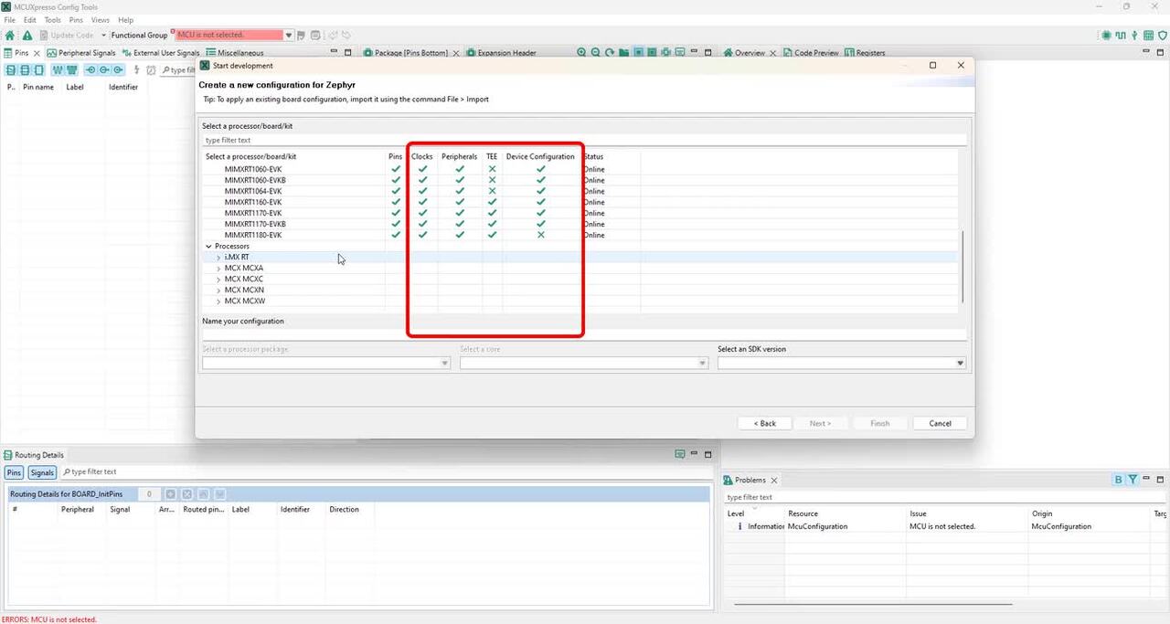 Zephyr Pins Setup in MCUXpresso Config Tools | NXP Semiconductors