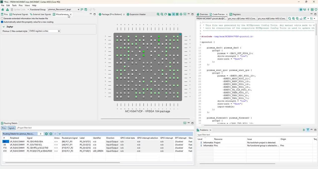 Zephyr Pins Setup in MCUXpresso Config Tools | NXP Semiconductors