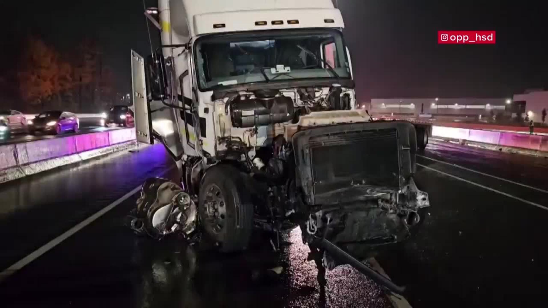 Aftermath of Highway 401 crash shows mangled tractor trailer