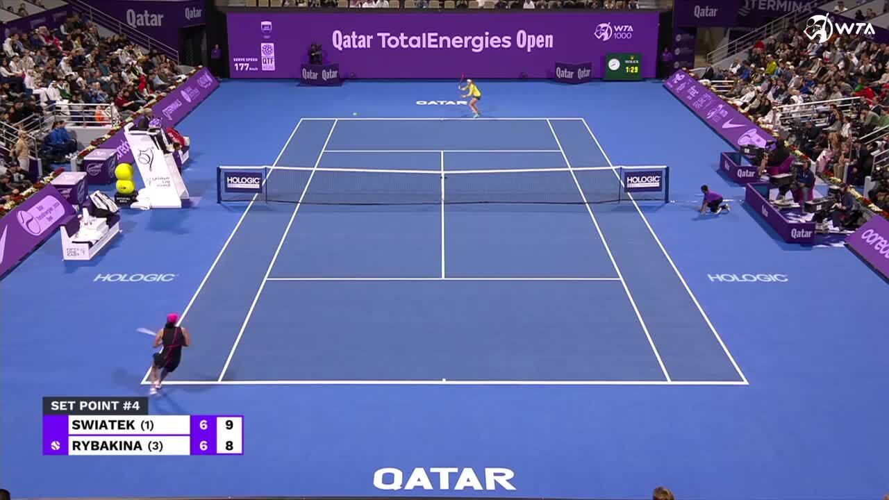 Powerful plays by Swiatek and Rybakina from the 2024 Doha final
