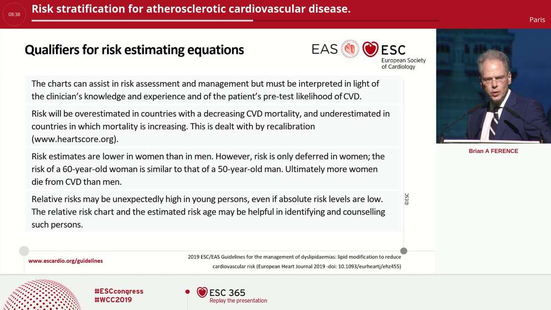 ESC 365 - Risk stratification for atherosclerotic cardiovascular disease.
