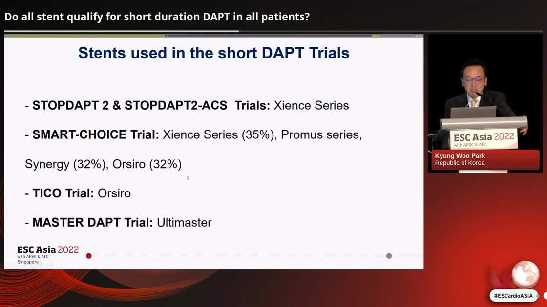 ESC 365 - Do all stent qualify for short duration DAPT in all patients?