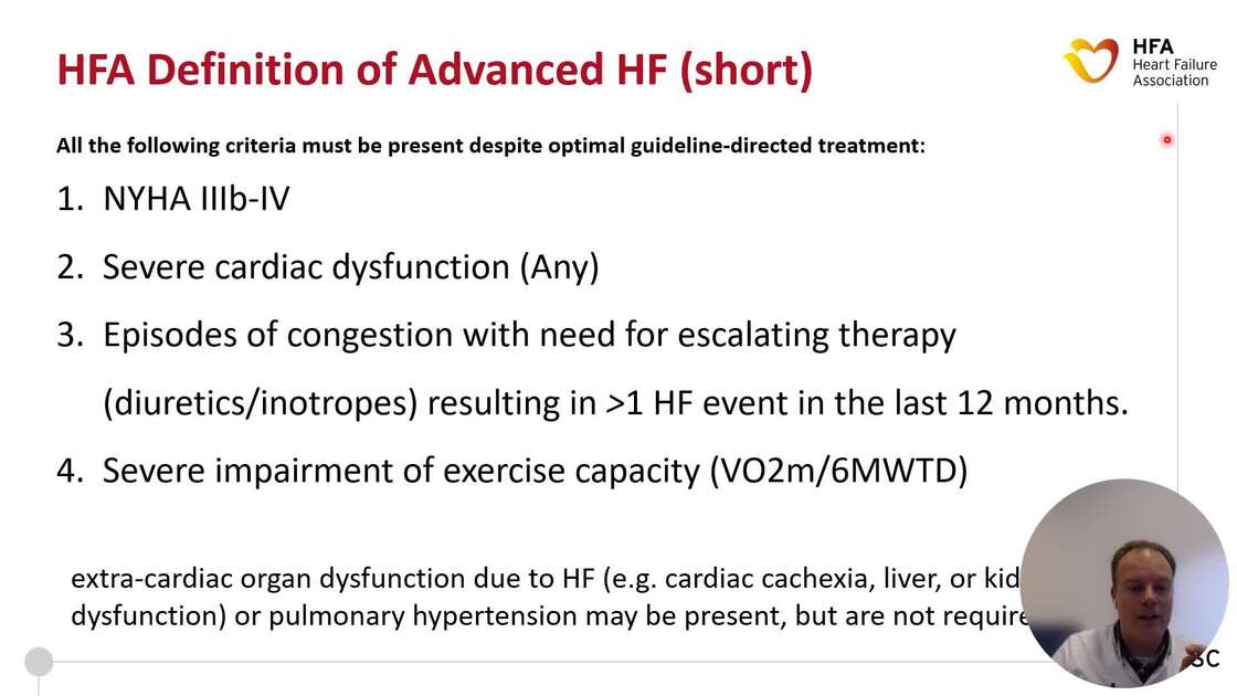 ESC 365 - The HFA definition of advanced heart failure