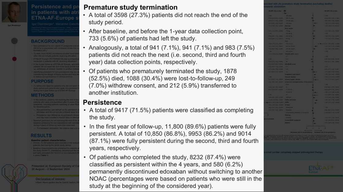 ESC 365 - Persistence and predictors for non-persistence to edoxaban ...