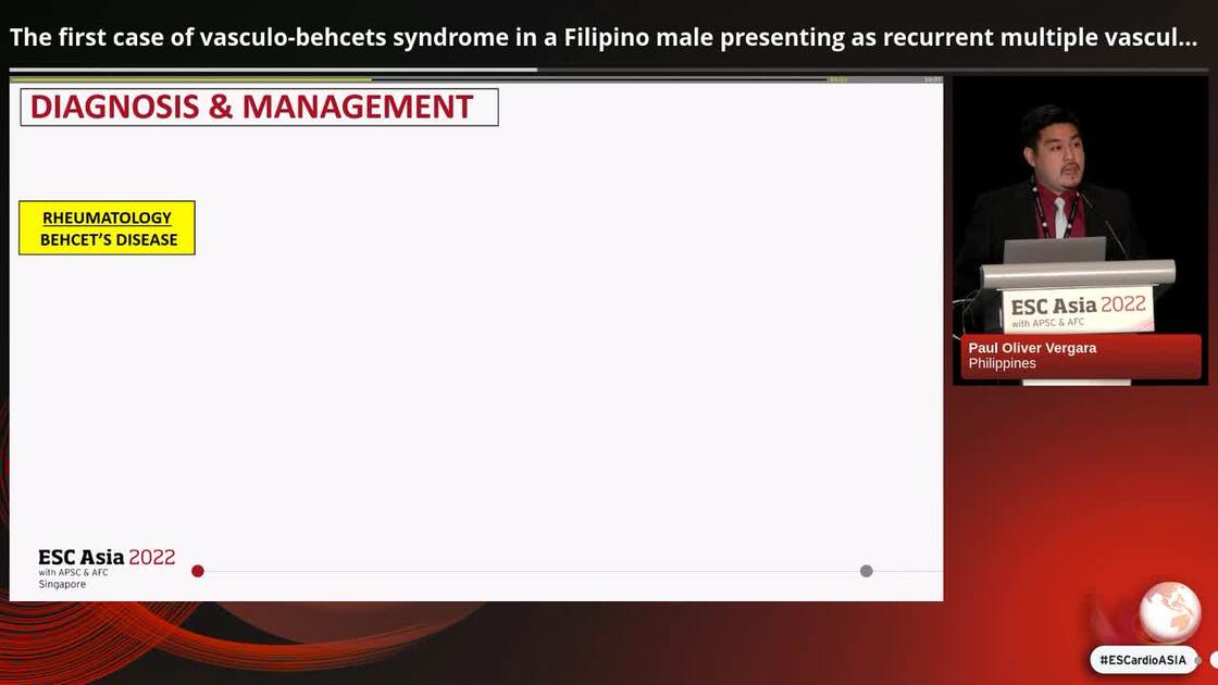 ESC 365 - The first case of vasculo-behcets syndrome in a Filipino male ...