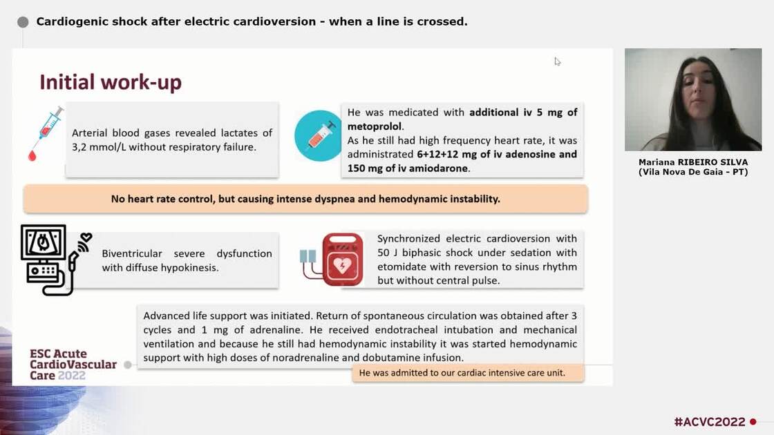 ESC 365 - Cardiogenic shock after electric cardioversion - when a line ...