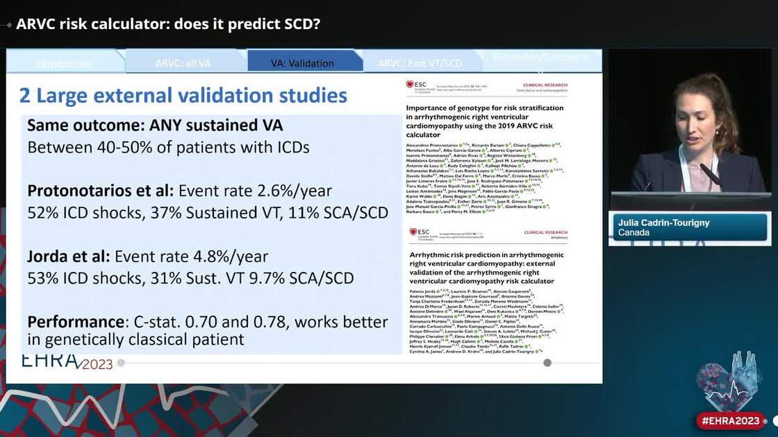 ESC 365 - ARVC risk calculator: does it predict SCD?