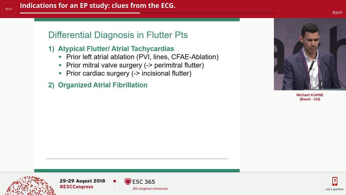 ESC 365 - Indications for an EP study: clues from the ECG.