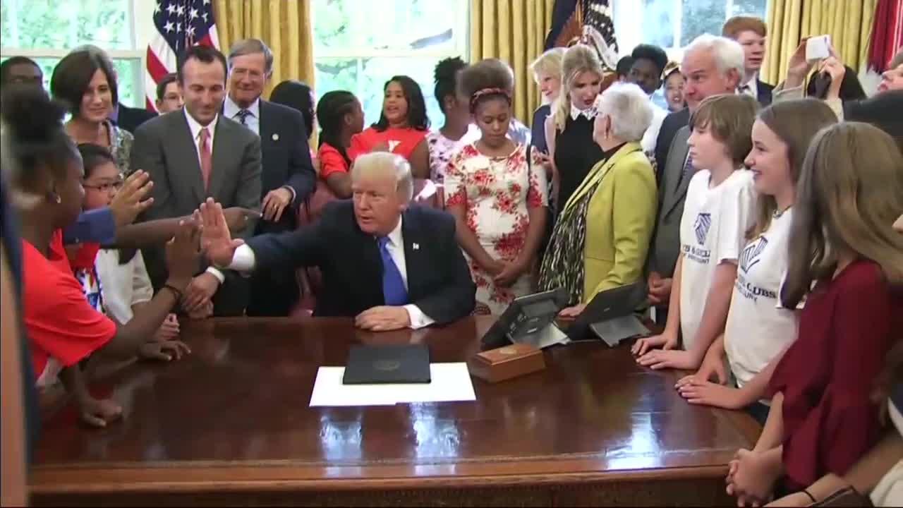 Trump jokes with kids about stealing White House coasters - POLITICO