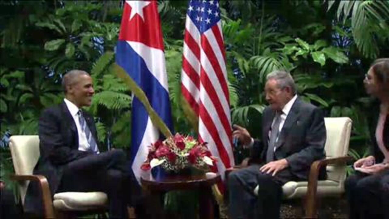 President Obama and Raúl Castro hold bilateral meeting in Havana, Cuba ...