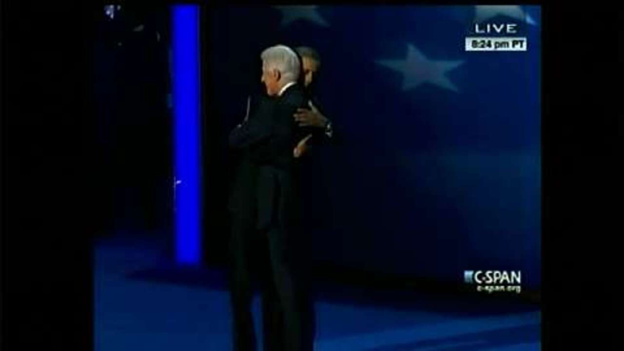 Obama, Clinton share hug on stage at DNC 2012 - POLITICO