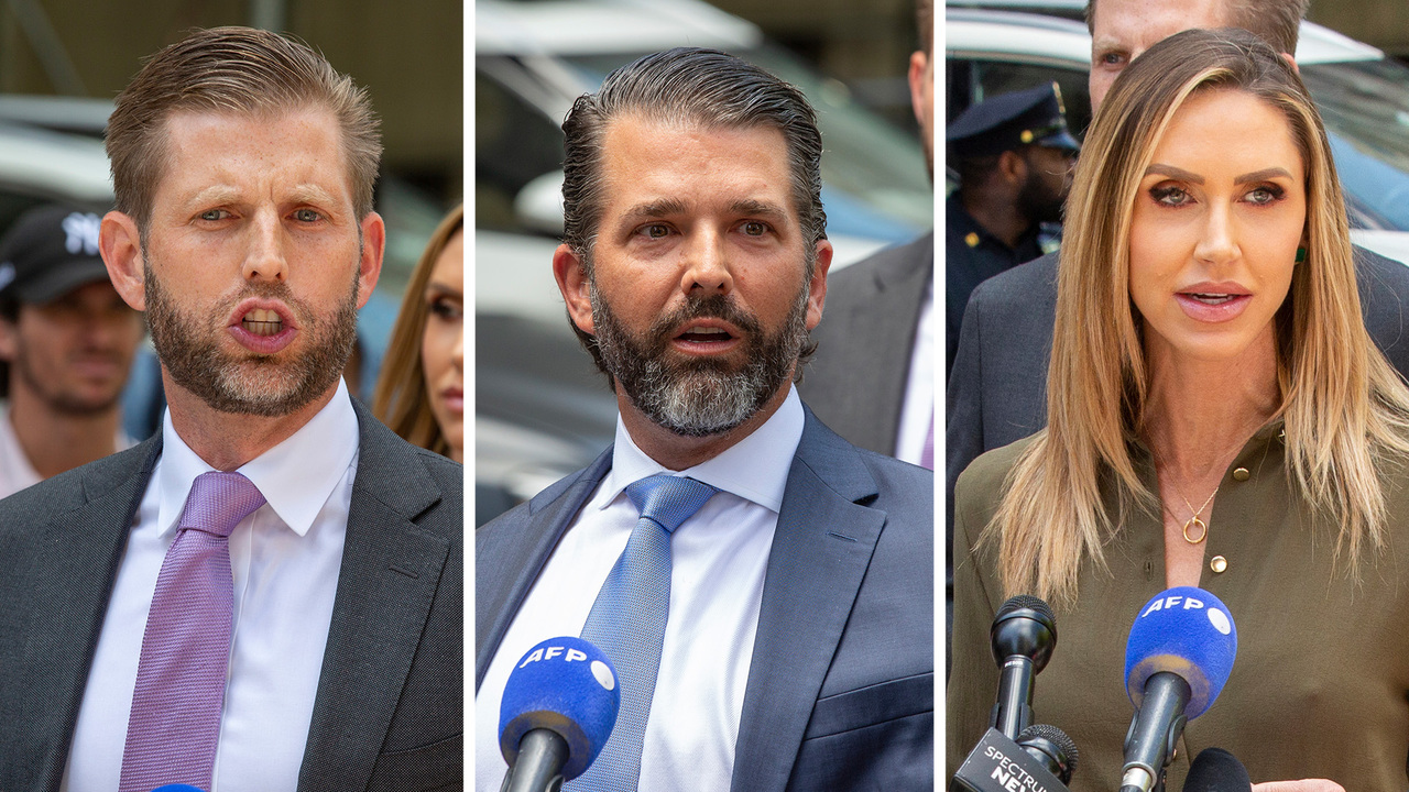 Eric, Don Jr. and Lara Trump campaign outside hush money trial - POLITICO
