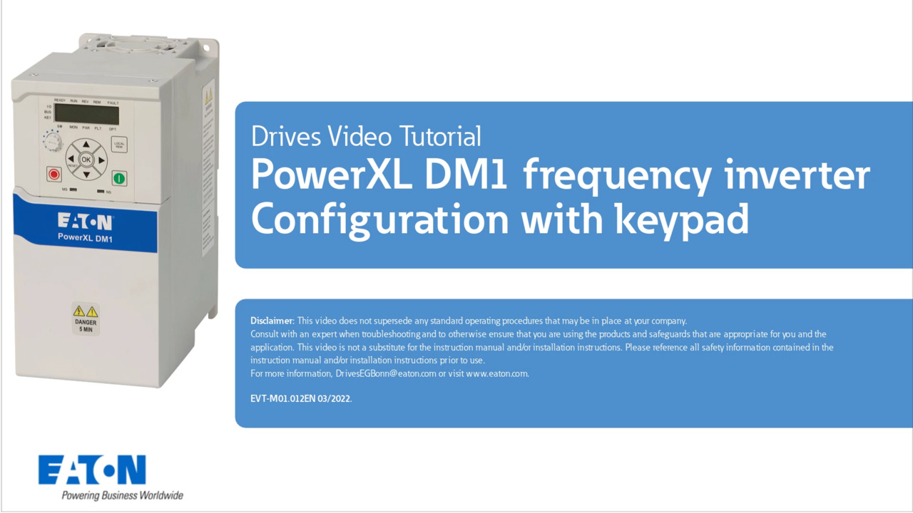 PowerXL DM1 frequency inverter - Configuration with keypad - Eaton Roadranger