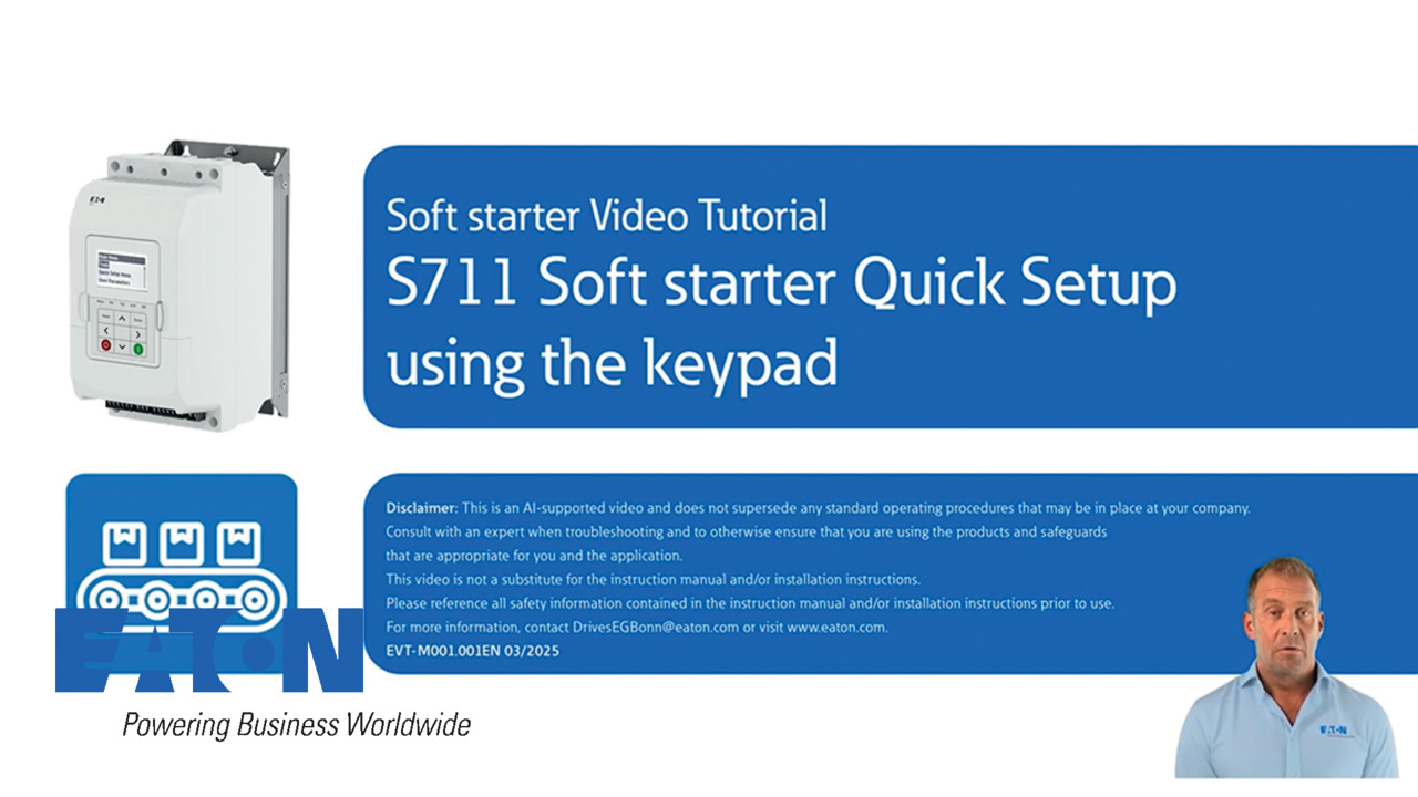 Soft starter S711 Quick Setup using the keypad - Eaton videos