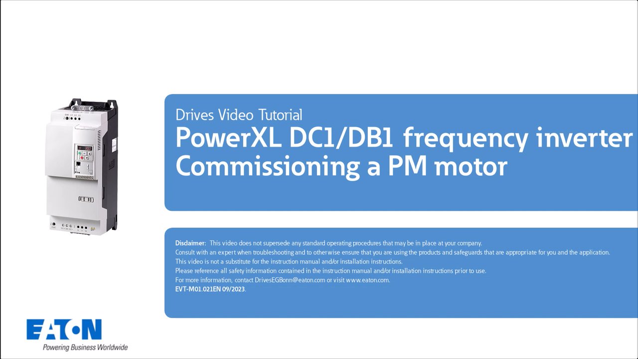 PowerXL DC1 Variable Frequency Drive: Commissioning a PM motor - Eaton ...