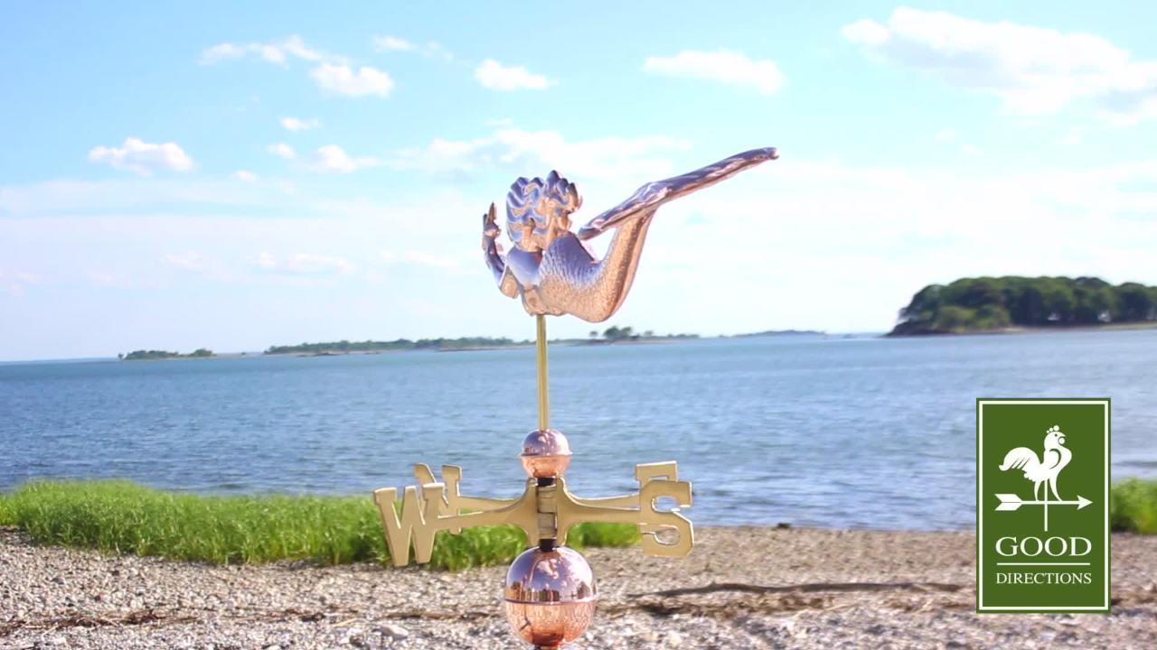 Wooden Weathervane Mermaid Mermaid With Starfish Copper Weathervane