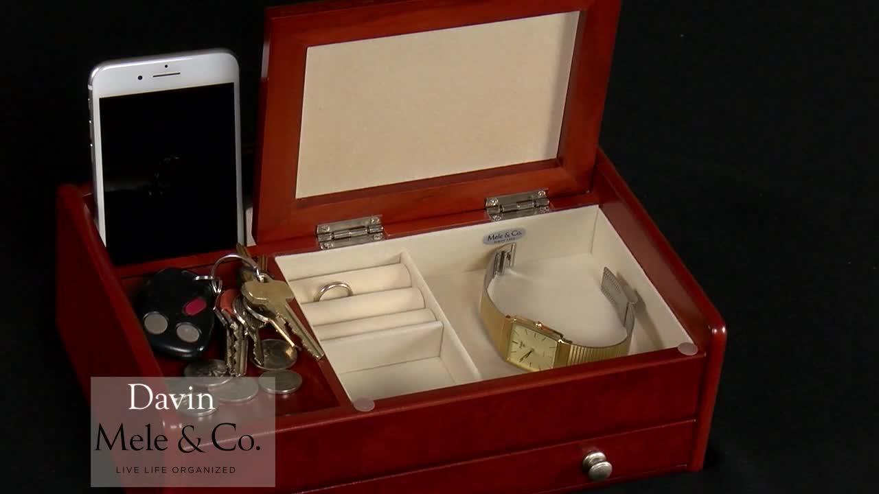 Mele & Co Davin Dark Burl-Wood Walnut Finish Wooden Valet Box 00656S11M ...