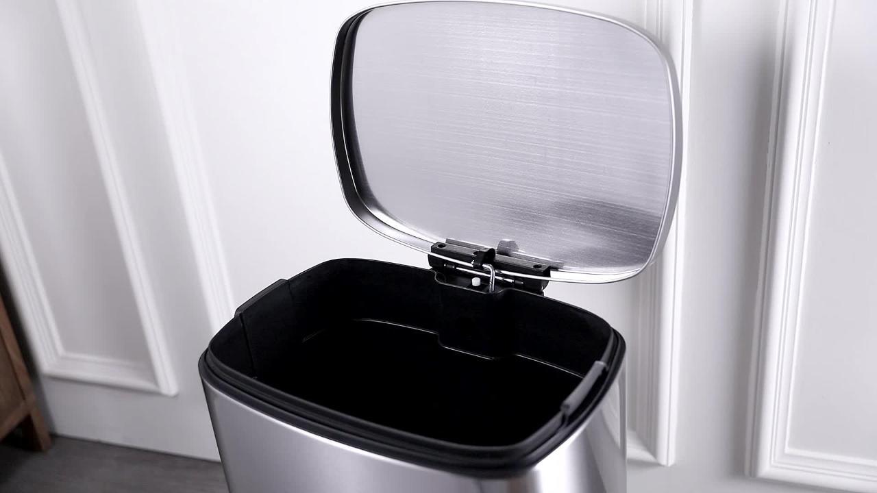 happimess Connor Rectangular 13 Gal. Stainless Steel Trash happimess Connor Rectangular 13 Gal. Stainless Steel Trash