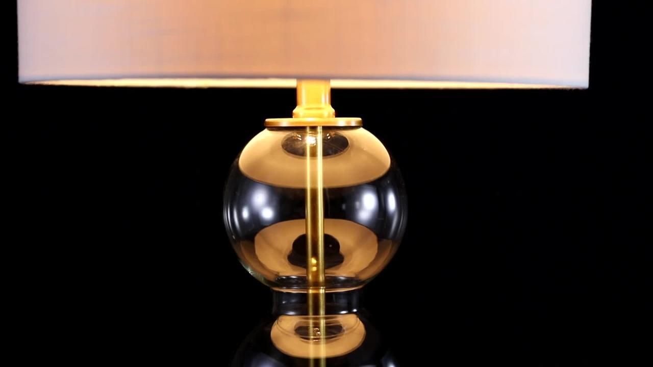 Jonathan Y Bella 27 Glass Triple Sphere LED Table Lamp Clear Brass Set of 2