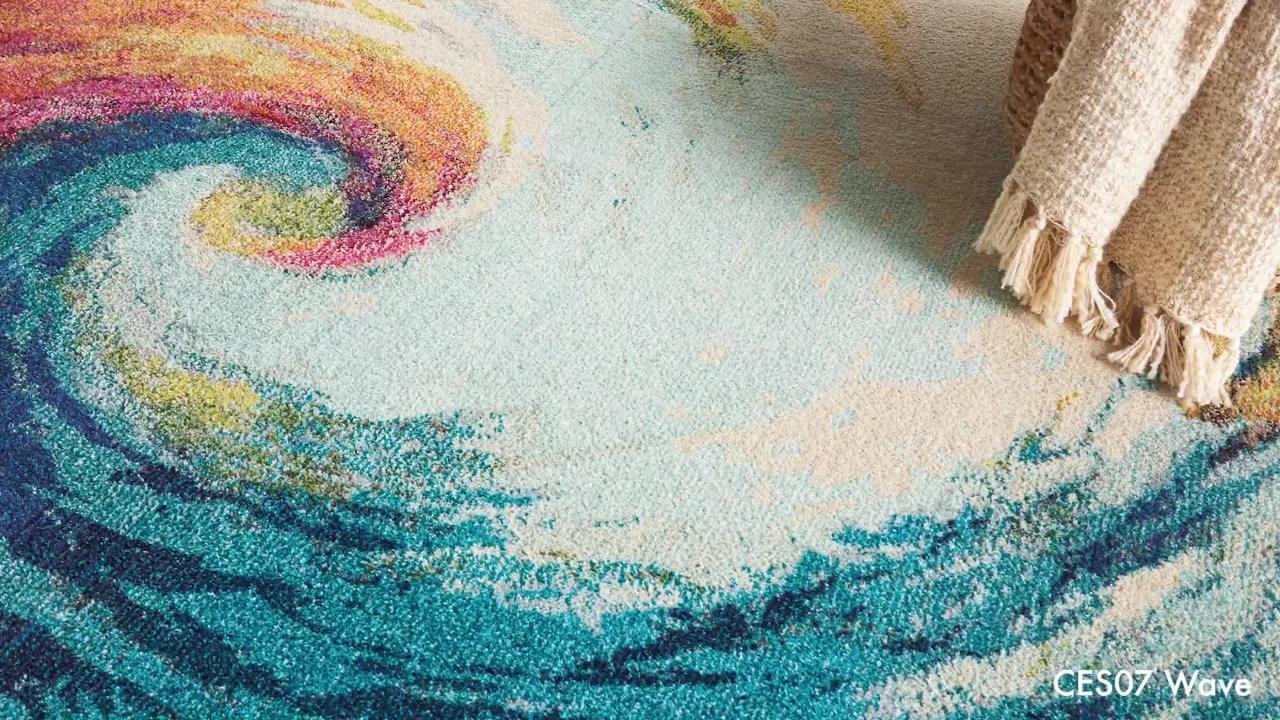 Nourison Celestial Wave Multicolor 5 ft. x 7 ft. Abstract Contemporary ...