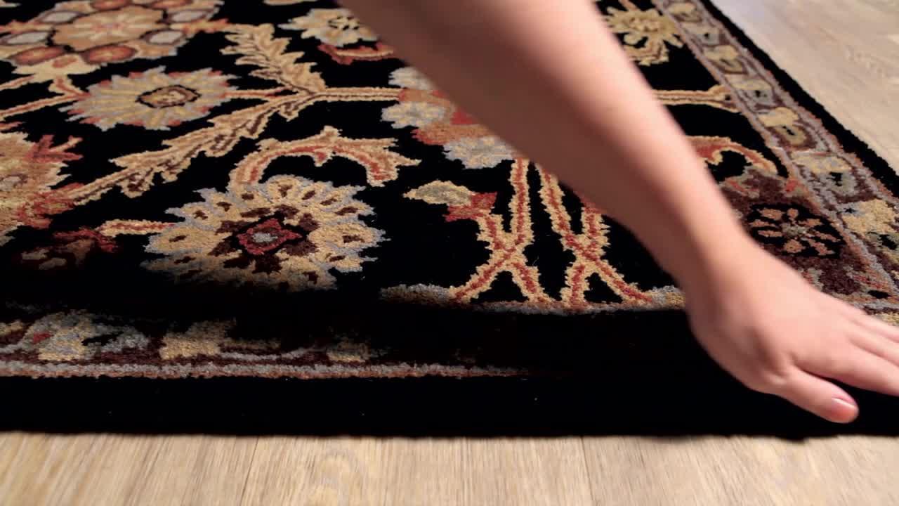 Livabliss Middleton Victoria Black 6 ft. x 6 ft. Round Indoor Area Rug ...