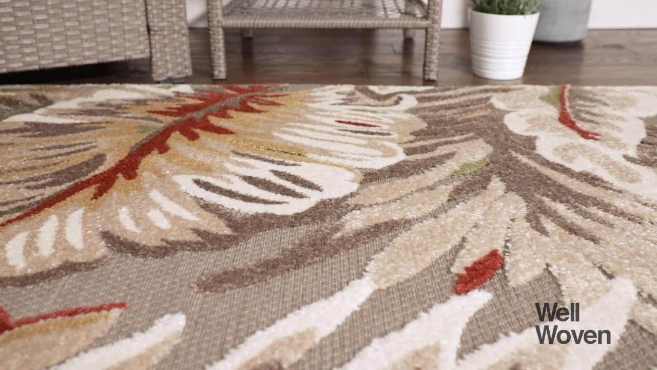 Well Woven Dorado Wilmington Beige Modern Tropical Leaves Hight-Low ...