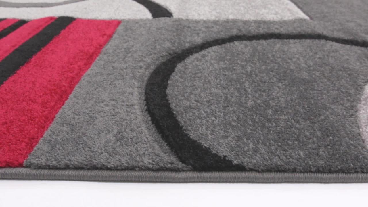 Well Woven Ruby Galaxy Waves Grey/Red 5 ft. x 7 ft. Modern Geometric ...
