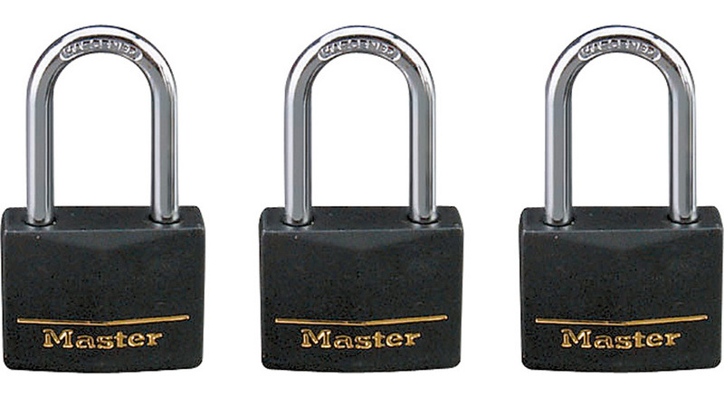 Master Lock 3-Pk. of Keyed-Alike Vinyl-Covered Brass Padlocks, Model ...