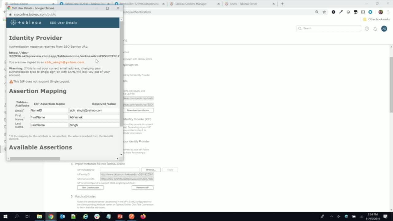 Tableau SAML Integration (Okta)