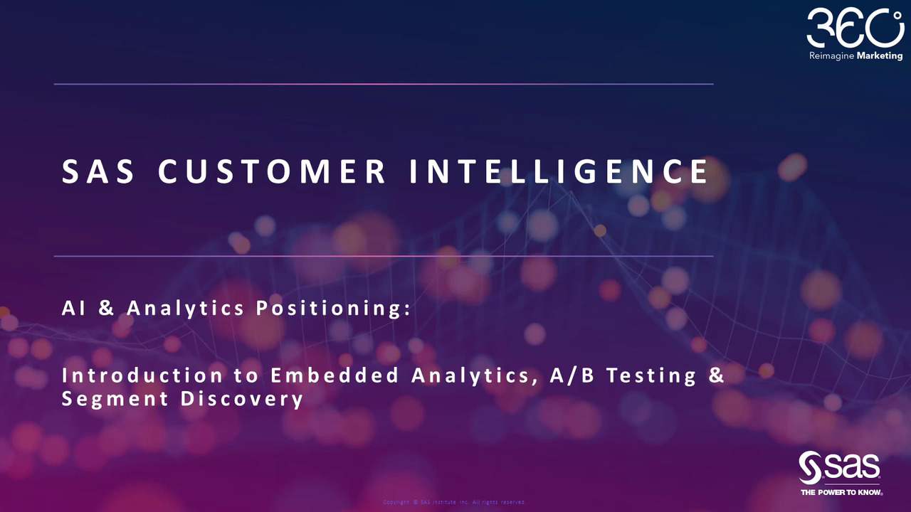 Introduction to Embedded AI & Analytics with SAS Customer Intelligence ...