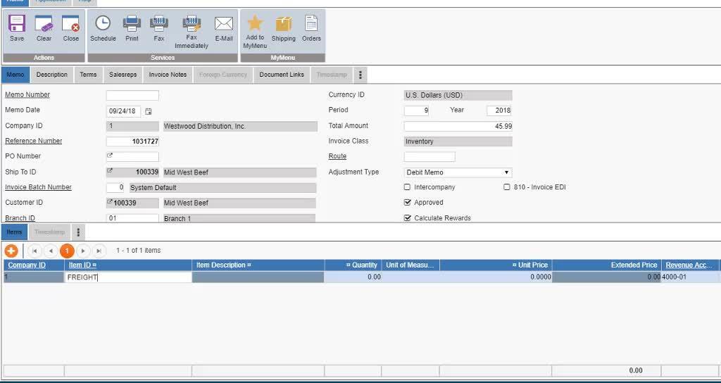 Entering An AR Debit Memo Accounting Epicor P21 Knowledge On Demand