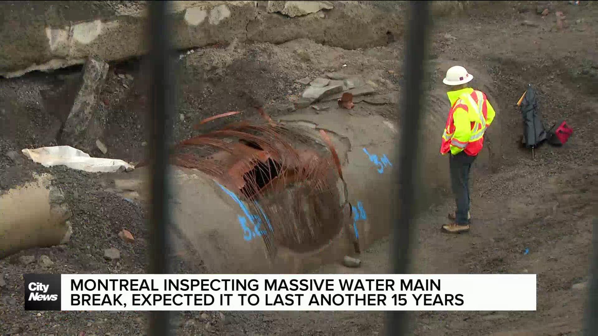 City of Montreal inspecting pipe that burst and created a 'geyser'