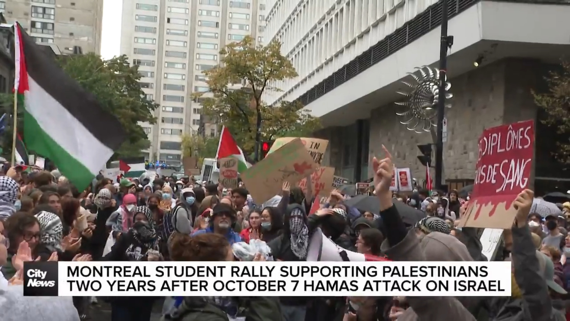 Montreal university student rally in solidarity with Palestinians