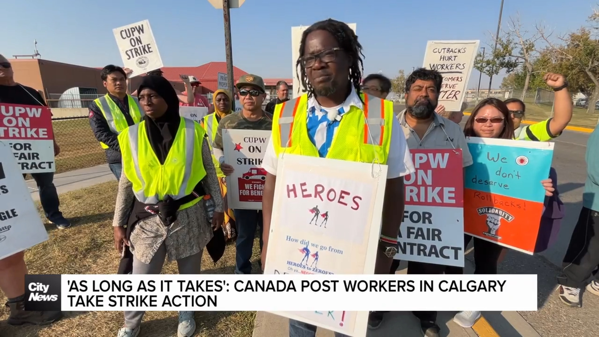 ‘As long as it takes’: Canada post workers in Calgary take strike action
